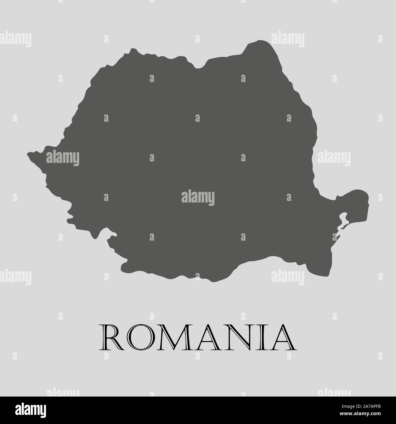 Gray Romania map on light grey background. Gray Romania map - vector ...