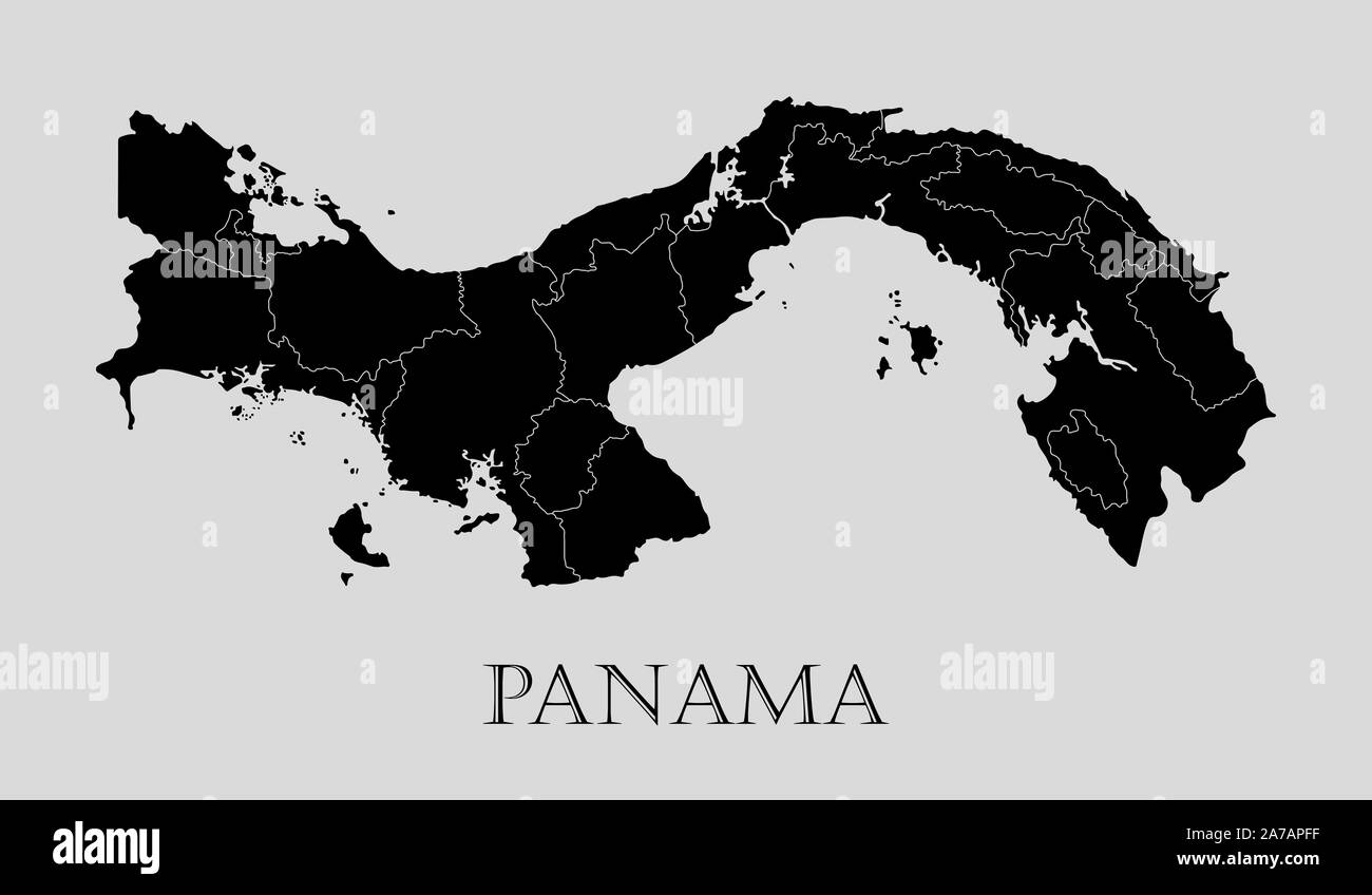 Black Panama map on light grey background. Black Panama map - vector ...