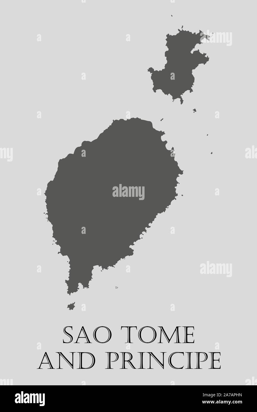 Gray Sao Tome and Principe map on light grey background. Gray Sao Tome ...