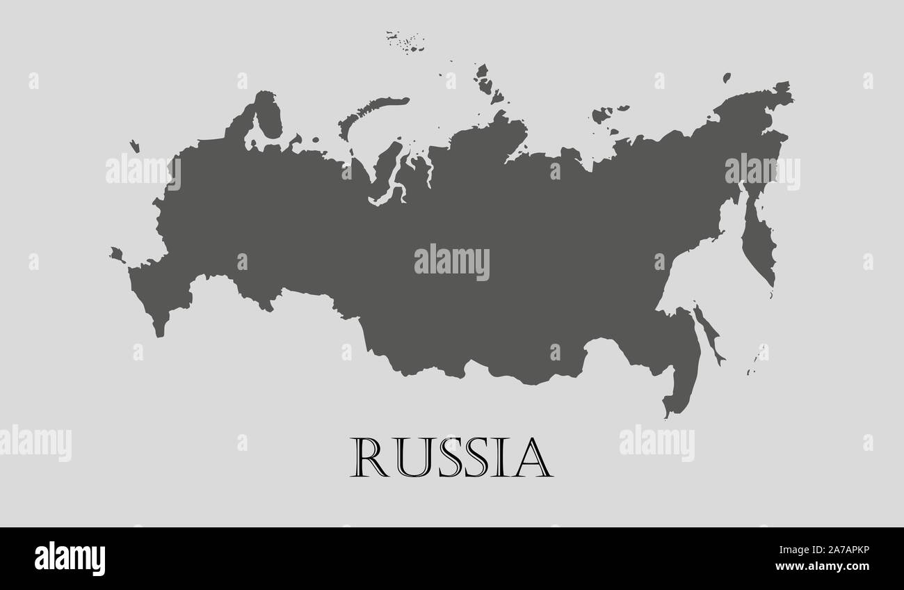 Gray Russia map on light grey background. Gray Russia map - vector ...