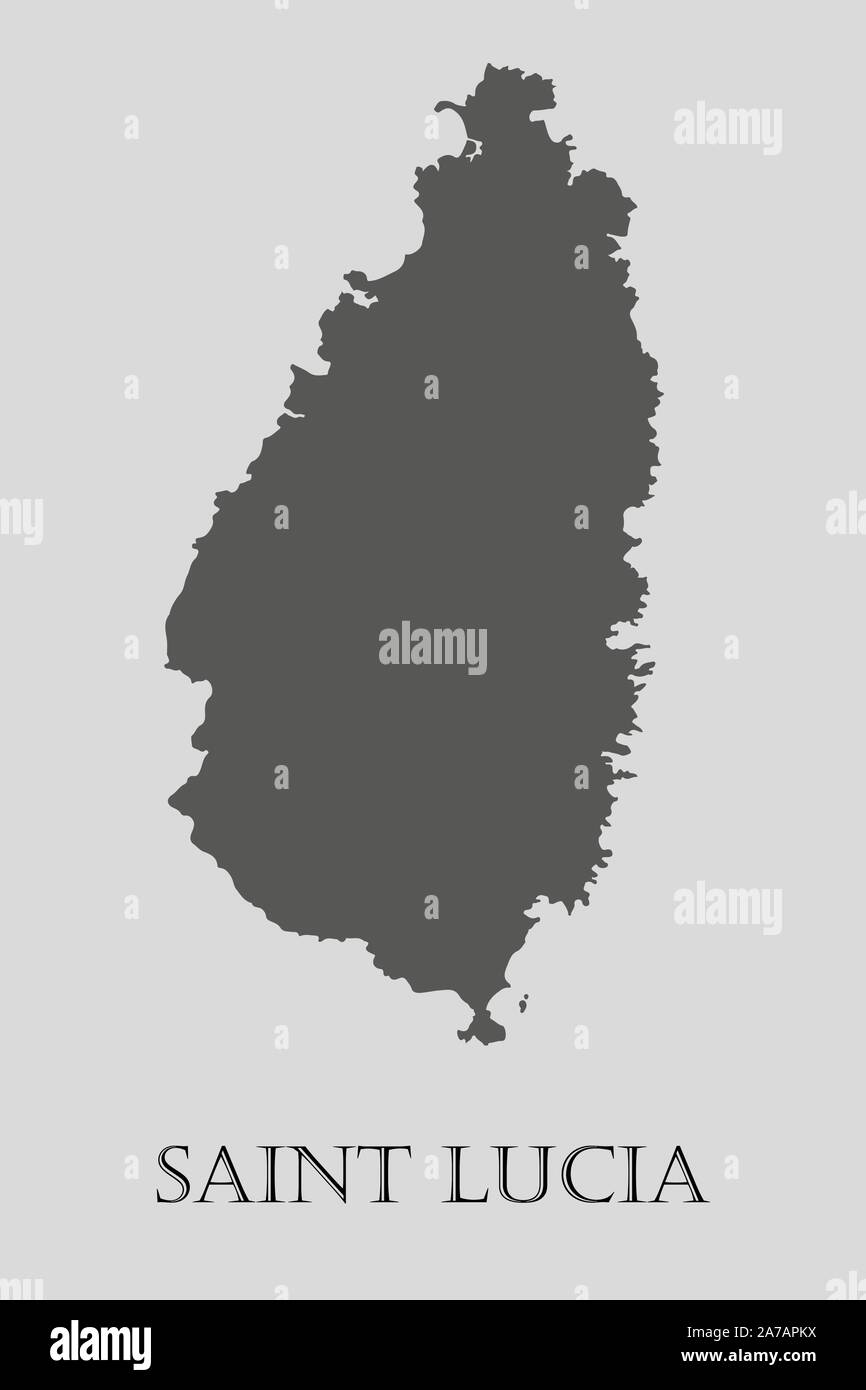 Gray Saint Lucia map on light grey background. Gray Saint Lucia map ...