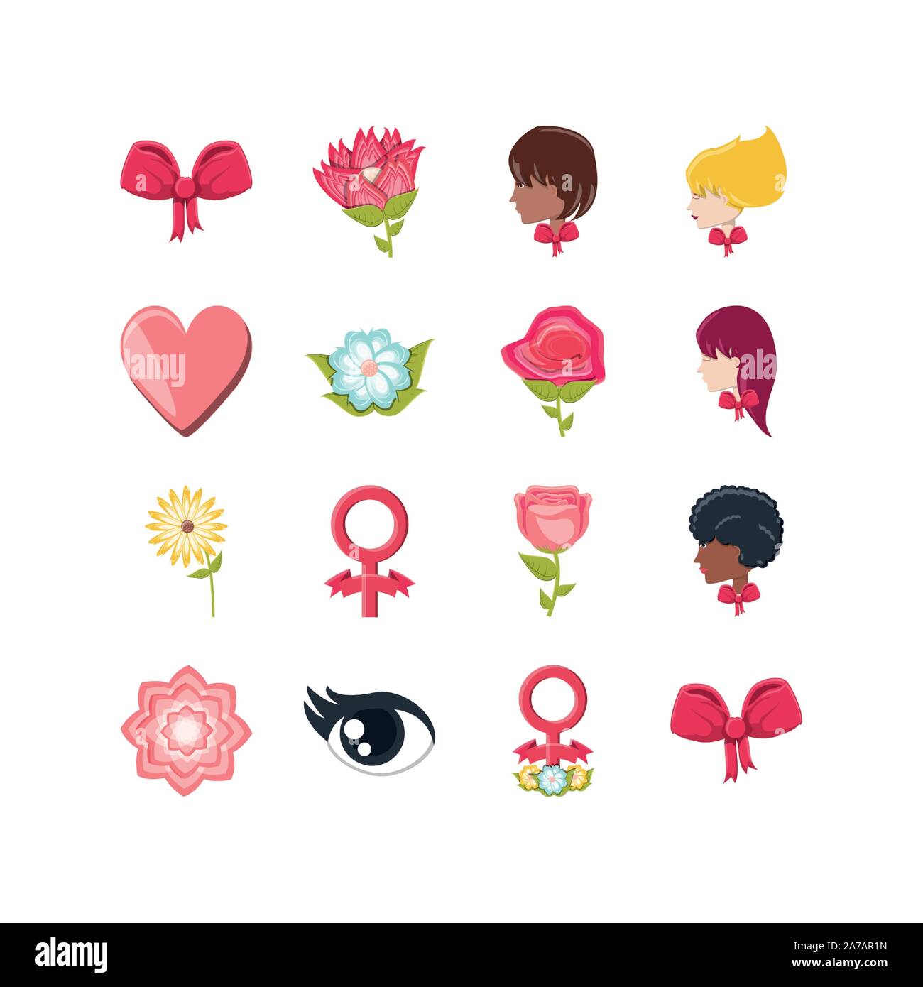 love and woman icon set pack, High Quality variety symbols Vector ...