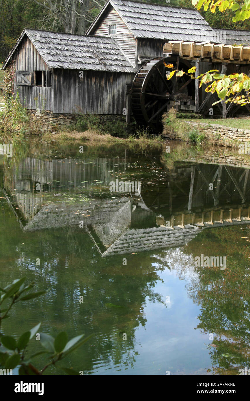 The historical Mabry Mill on Blue Ridge Parkway, Virginia, USA Stock ...