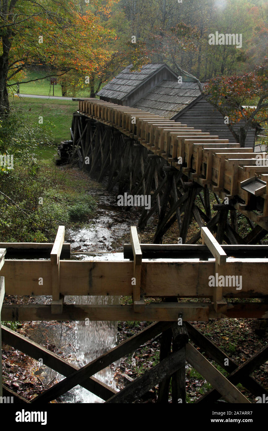 The millrace of Mabry Mill, on Blue Ridge Parkway, Virginia, USA Stock ...