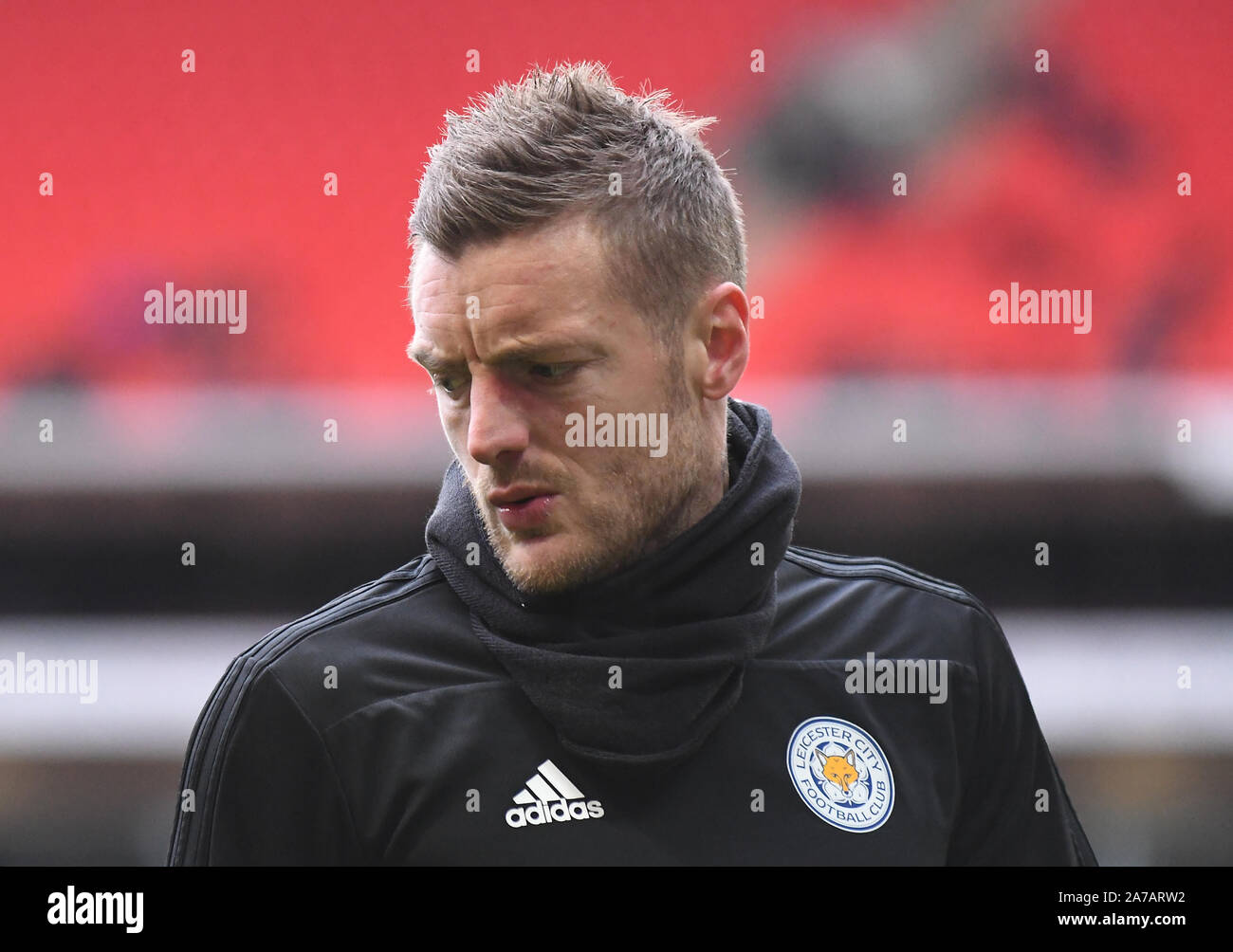 LONDON, ENGLAND - FEBRUARY 10, 2019: Jamie Vardy of Leicester pictured ...