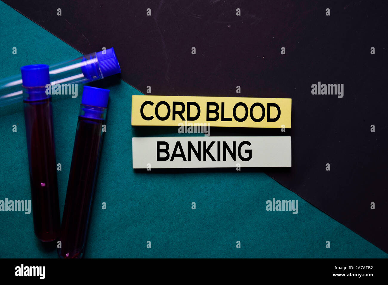 Cord Blood Banking text on sticky notes. Office desk background ...