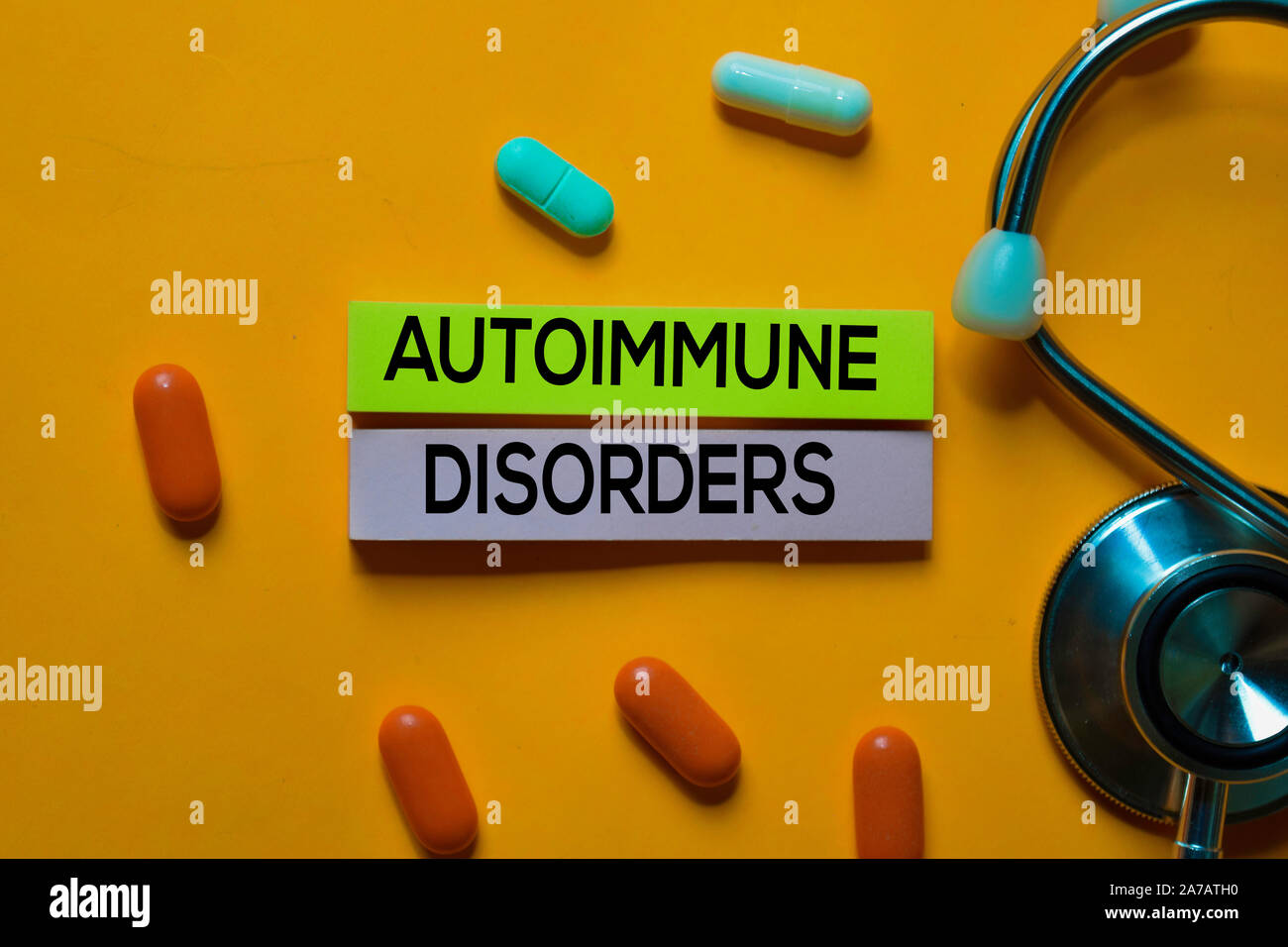 Autoimmune Disorders text on sticky notes. Office desk background ...