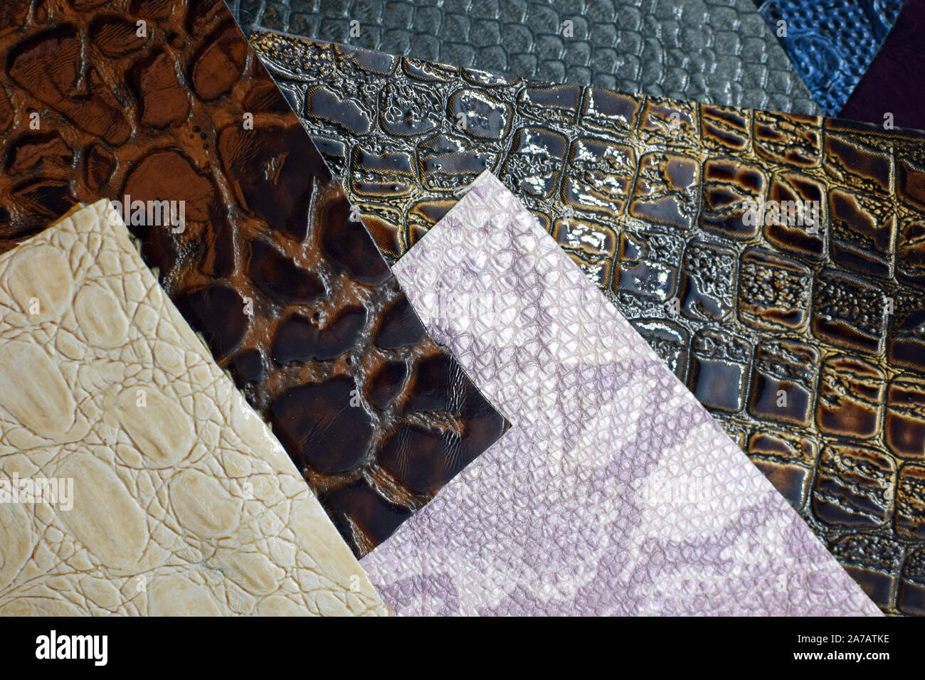 Faux leather in different colors with a crocodile skin texture ...