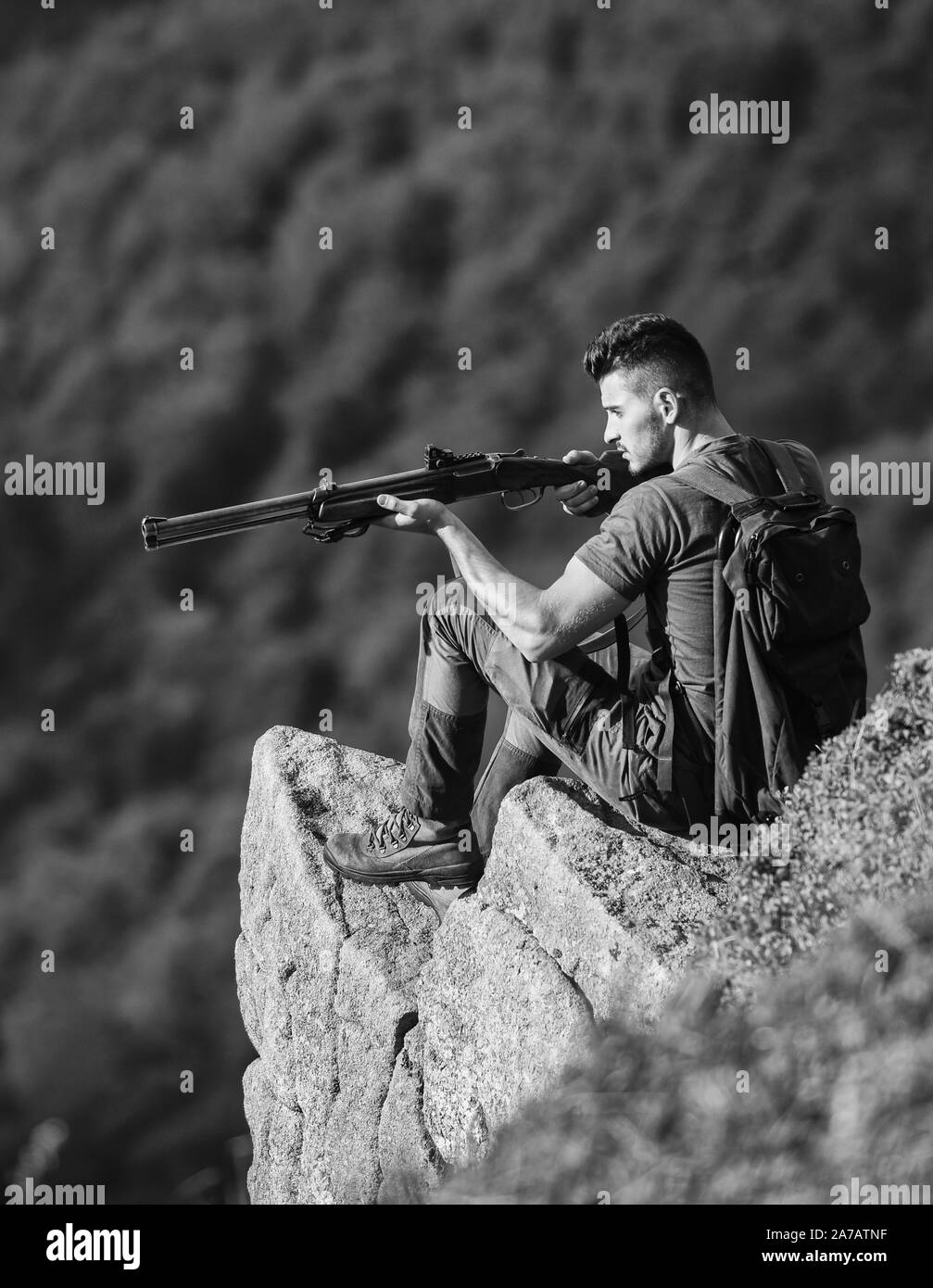 Cliff hunt Black and White Stock Photos & Images - Alamy