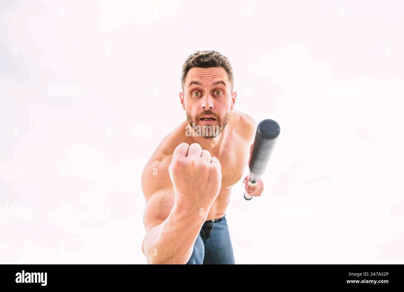 Born to fight. man with baseball bat. i am a criminal. Hooligan man ...