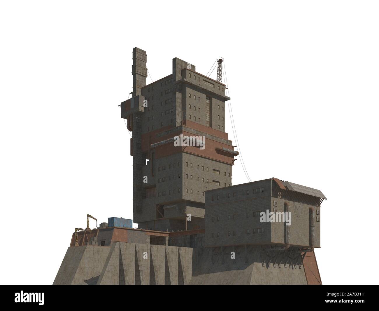 Industrial building of the future concept isolated on white background ...