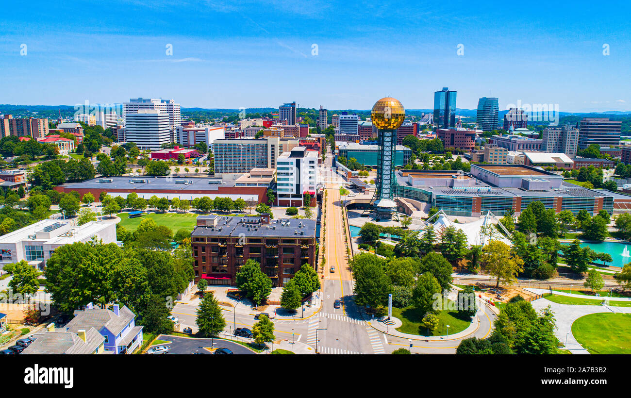 Knoxville, Tennessee, TN Downtown Drone Skyline Aerial Stock Photo - Alamy