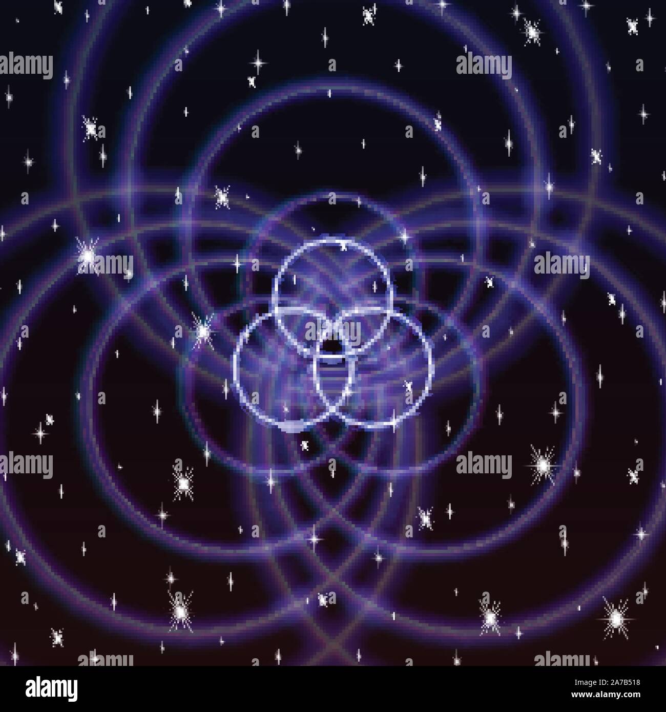 Magic crossed circles symbol spreads the shiny mystic energy in ...