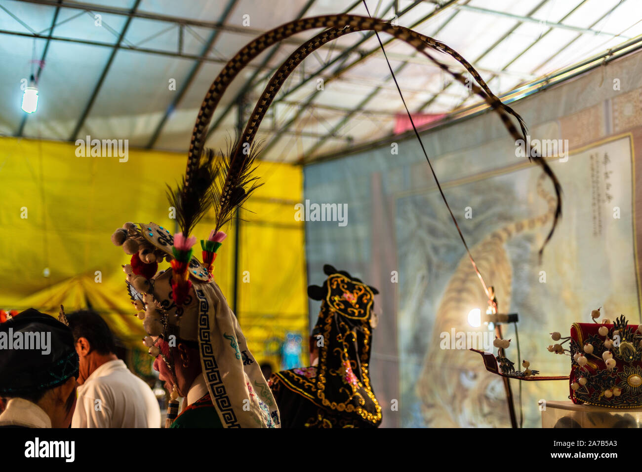 Chinese Teochew Opera. Performers at backstage getting ready to perform ...