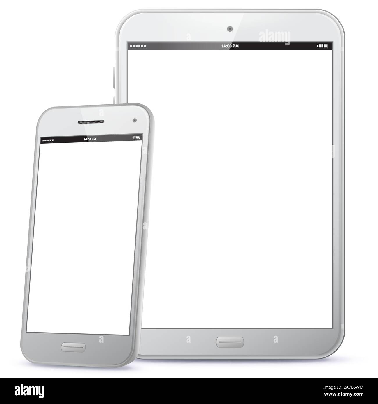 White Mobile Phone and Tablet Computer Vector Illustration Stock Vector ...