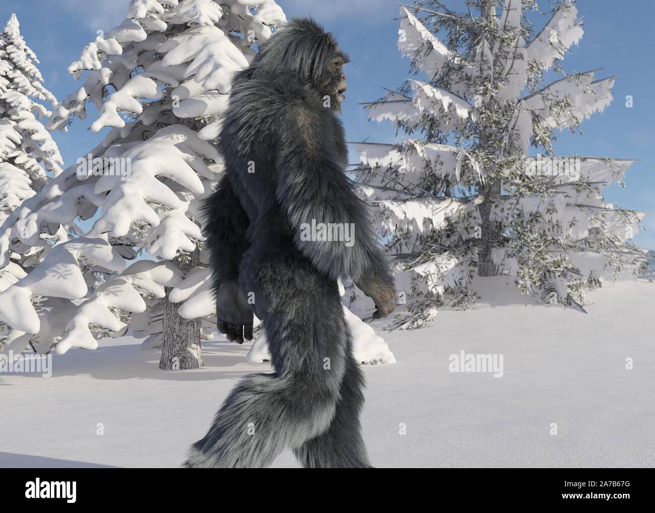 Yeti winter in the forest 3d illustration Stock Photo - Alamy