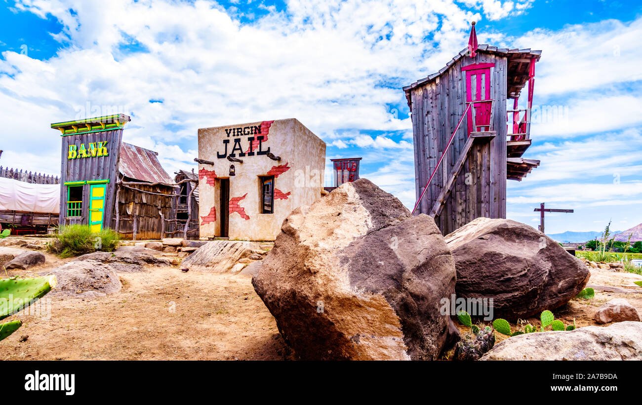 Historic looking facades of the buildings in the western village at ...