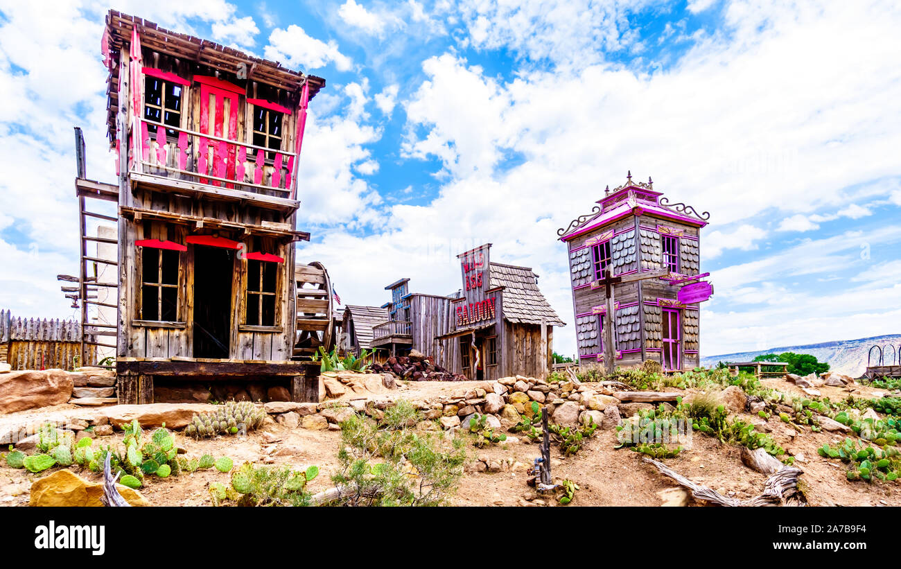 Historic looking facades of the buildings in the western village at ...