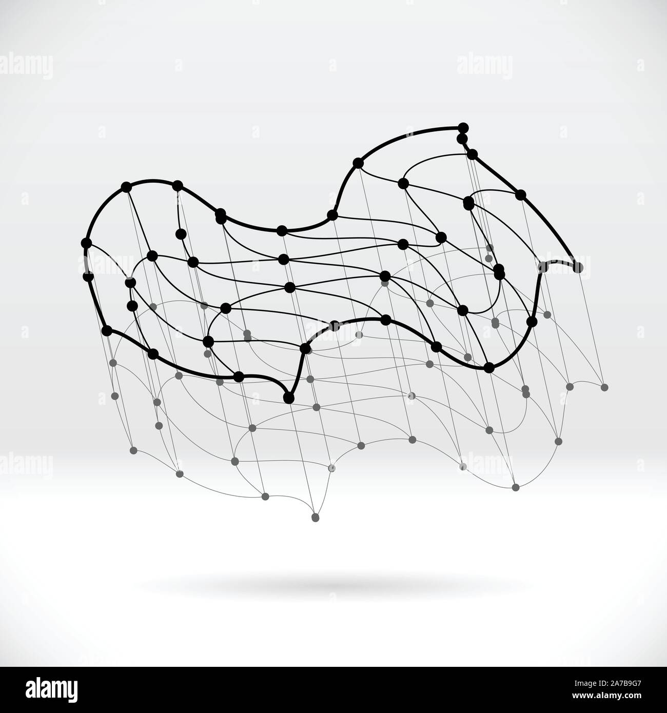 Abstract 3D wireframe shape with connected structure Stock Vector Image ...
