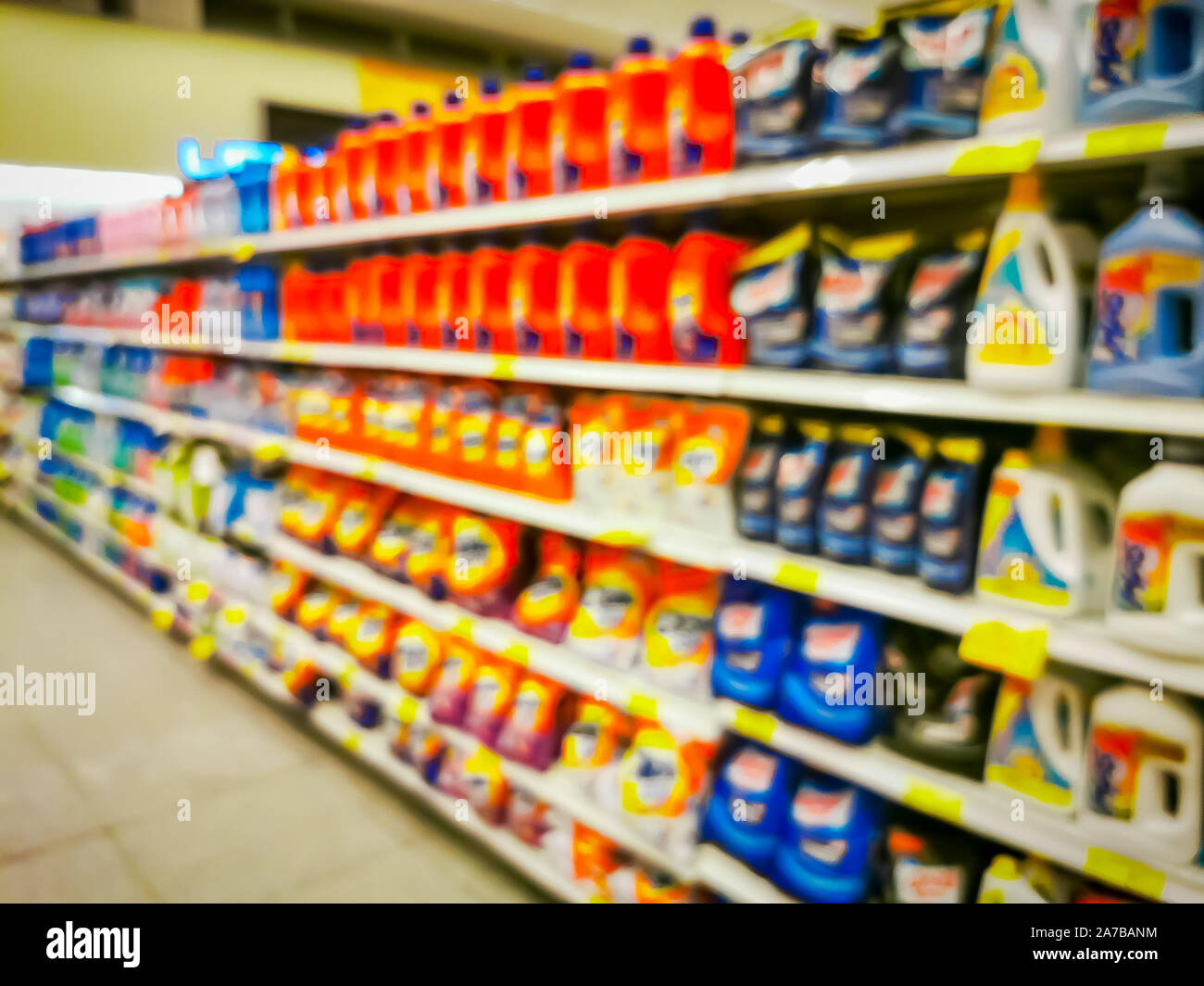 Convenience store shelves interior blur background , Blurred ...