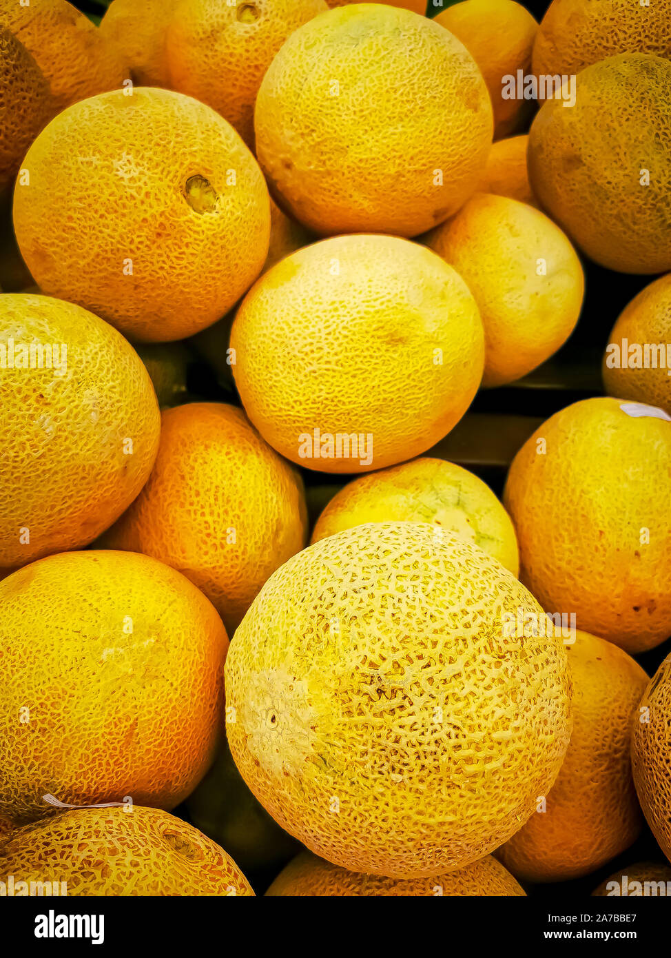 Cantaloupe melon, food border background, top view Stock Photo - Alamy
