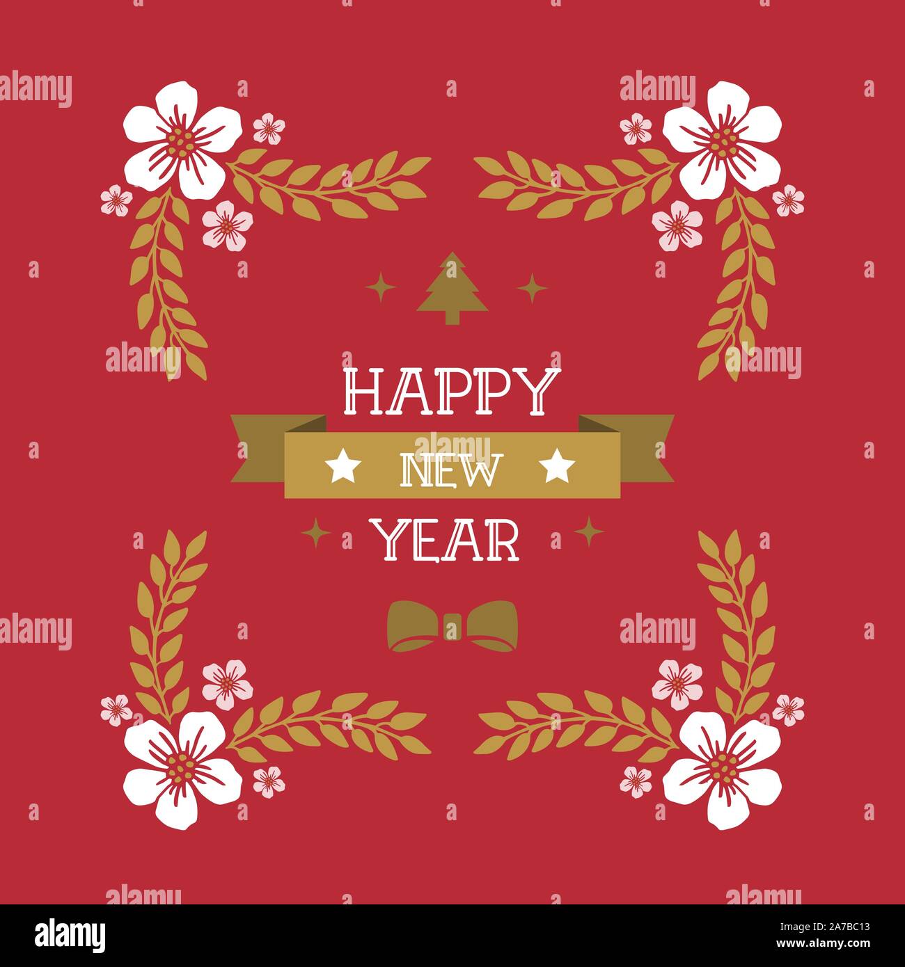 White flower frame decoration, for nature happy new year celebration ...