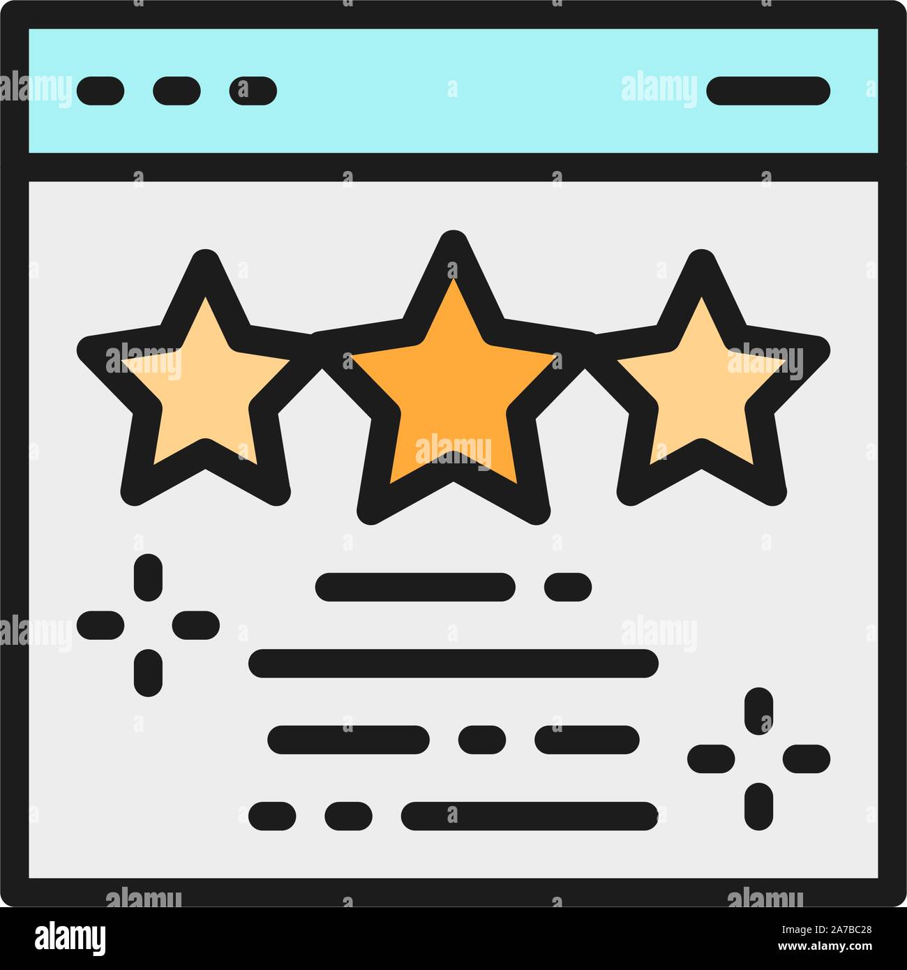 Web page with stars, feedback, rating, reward, marks flat color icon ...
