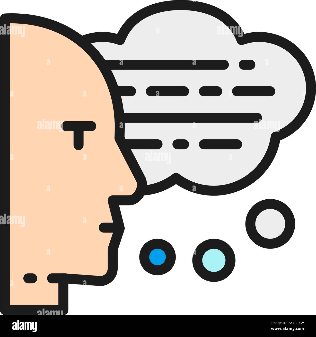 Man with speech bubbles, thoughts, reading aloud flat color icon Stock ...