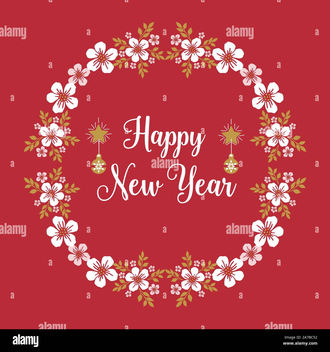 White flower frame decoration, for nature happy new year celebration ...