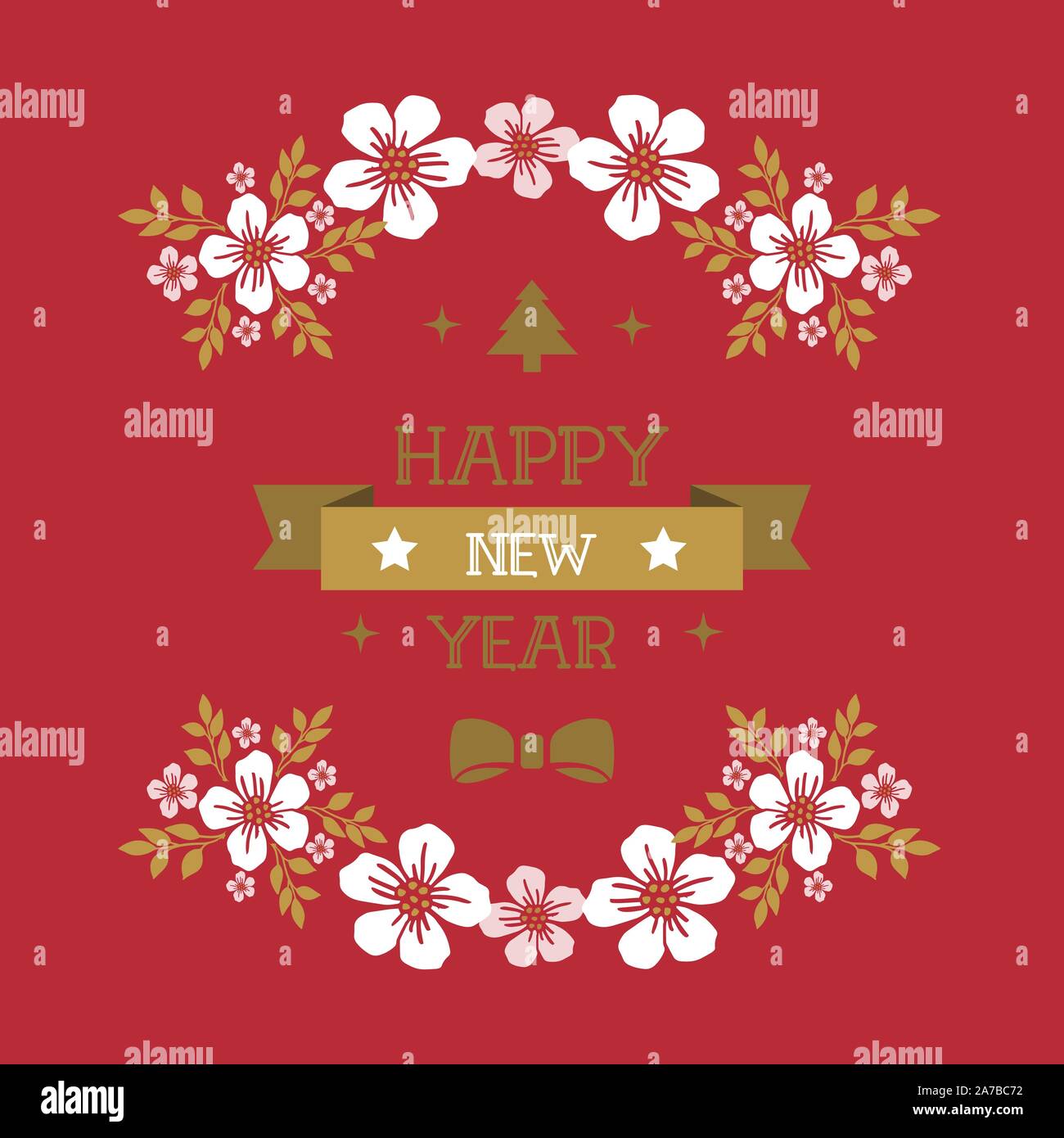 White flower frame decoration, for nature happy new year celebration ...