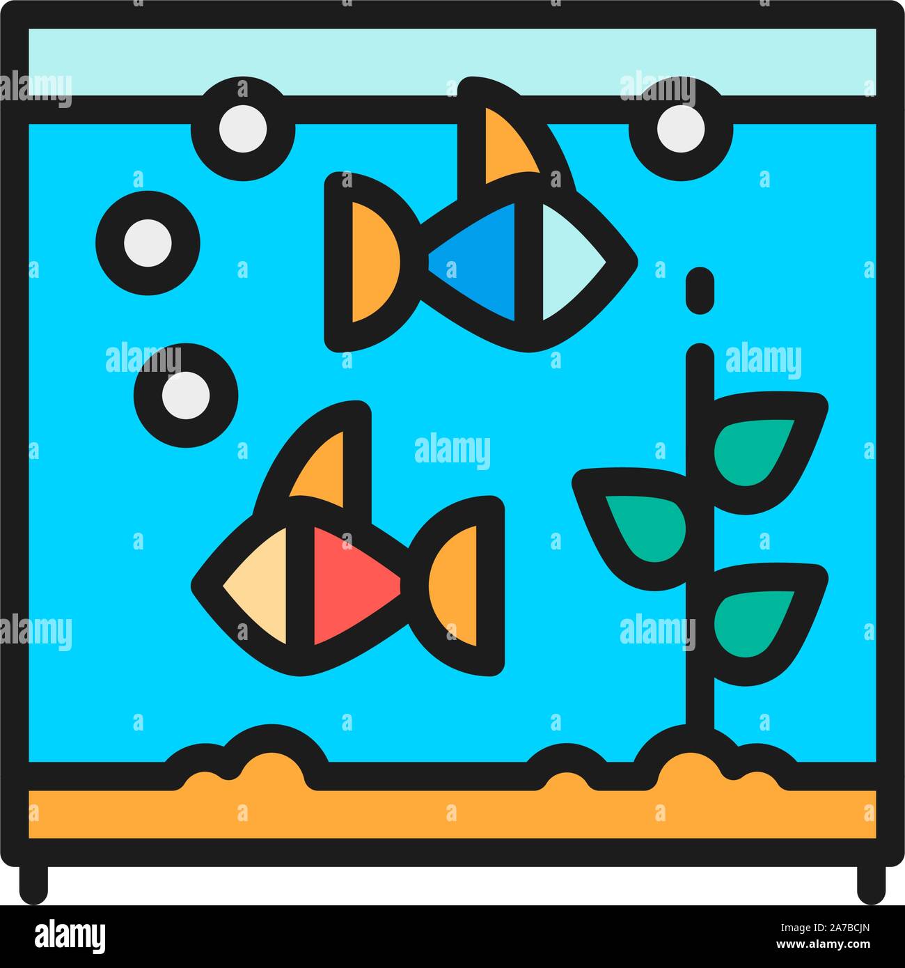 Square aquarium with fish flat color icon Stock Vector Image & Art - Alamy