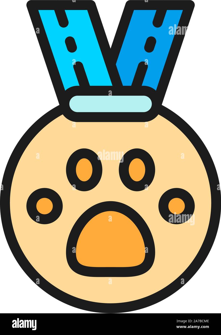 Reward for pet, medal from exhibition flat color icon Stock Vector ...