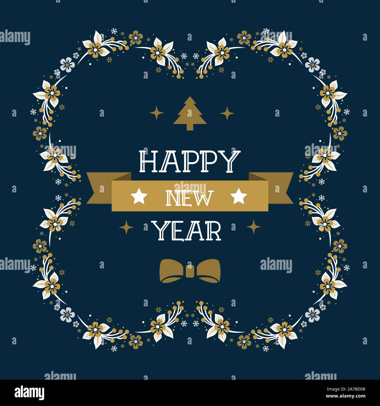 Cute leaf flower frame, isolated on dark blue background, for poster ...