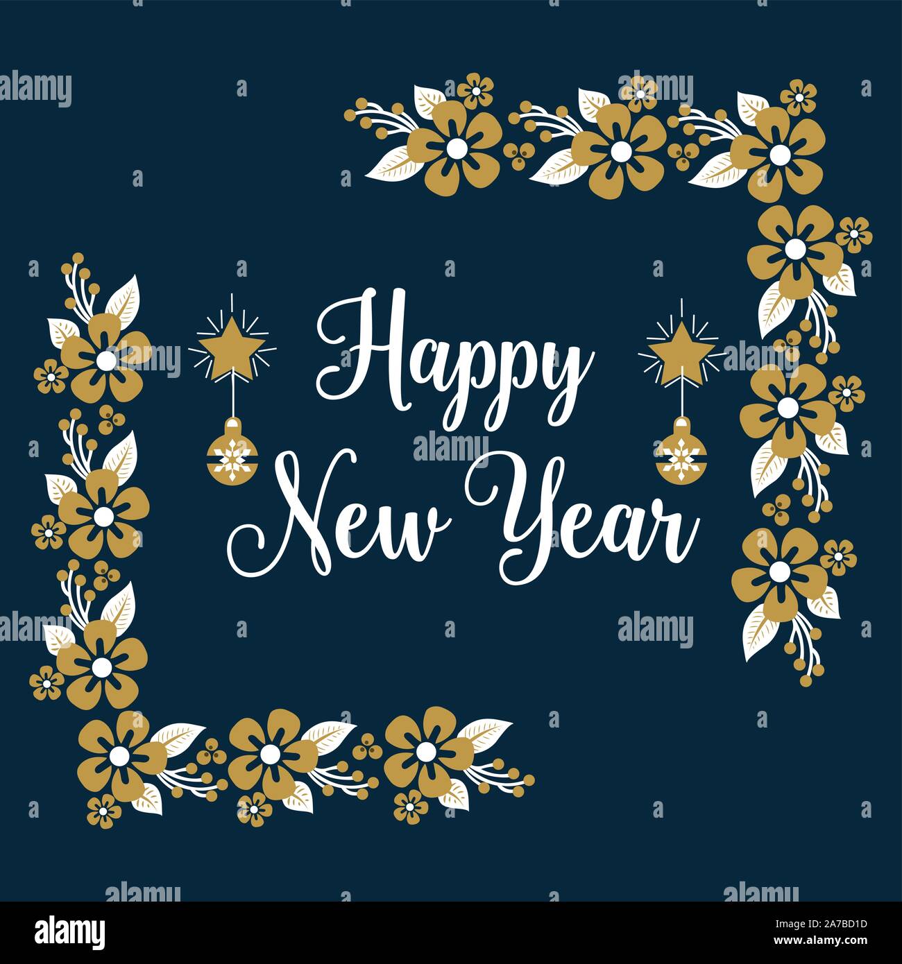 Cute leaf flower frame, isolated on dark blue background, for poster ...