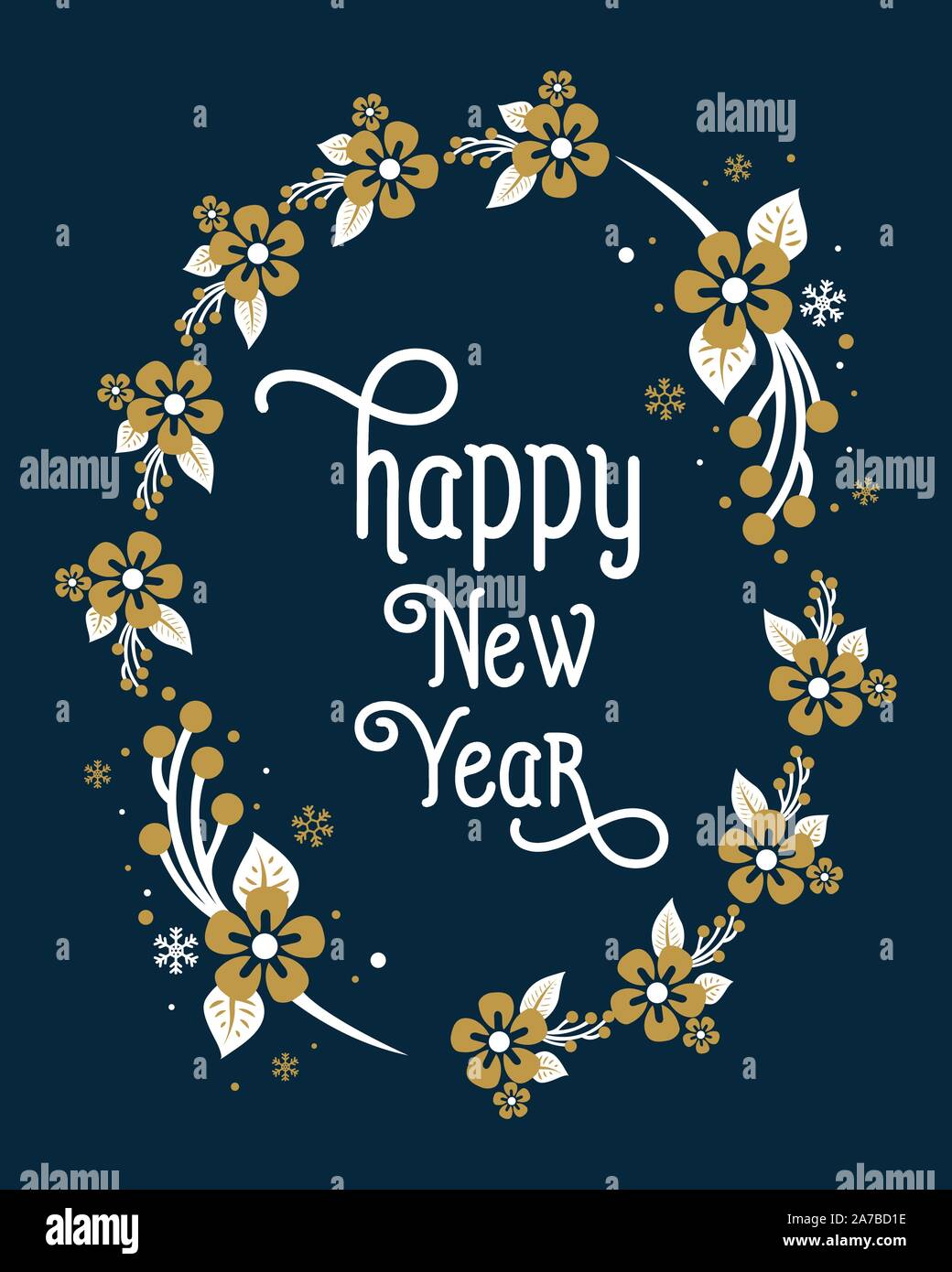 Cute leaf flower frame, isolated on dark blue background, for poster ...