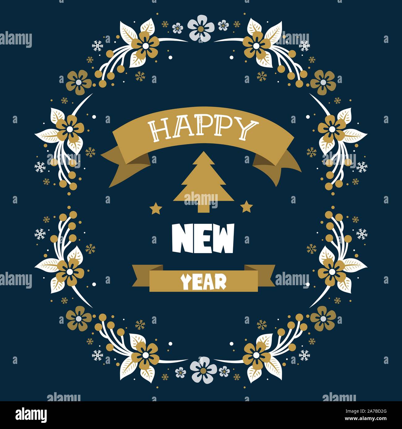 Cute leaf flower frame, isolated on dark blue background, for poster ...