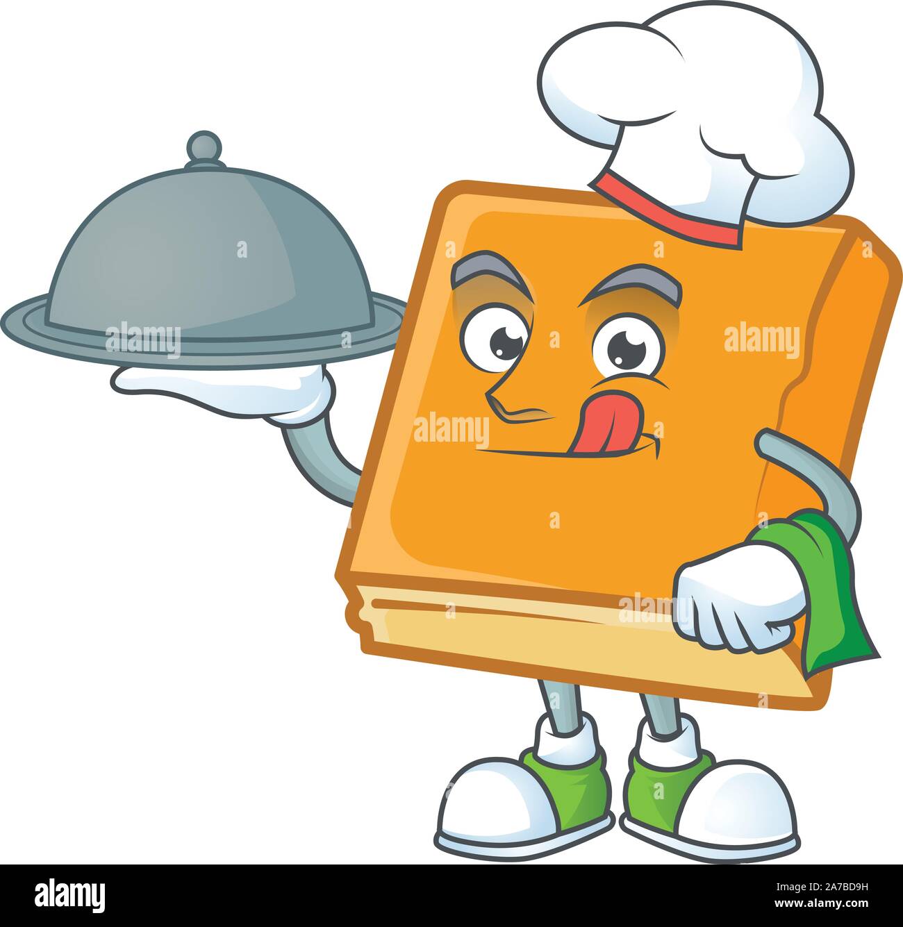 cornbread with chef holding food mascot on white background Stock ...