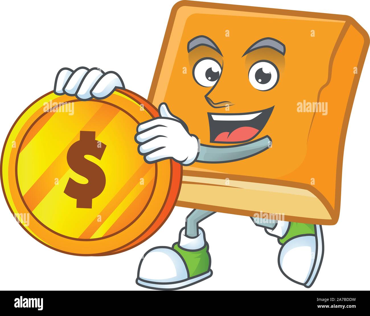 cornbread in the cartoon character bring coin shape Stock Vector Image ...
