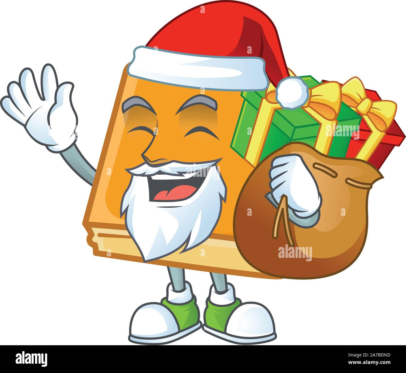 cornbread in the cartoon character santa bring gift shape Stock Vector ...