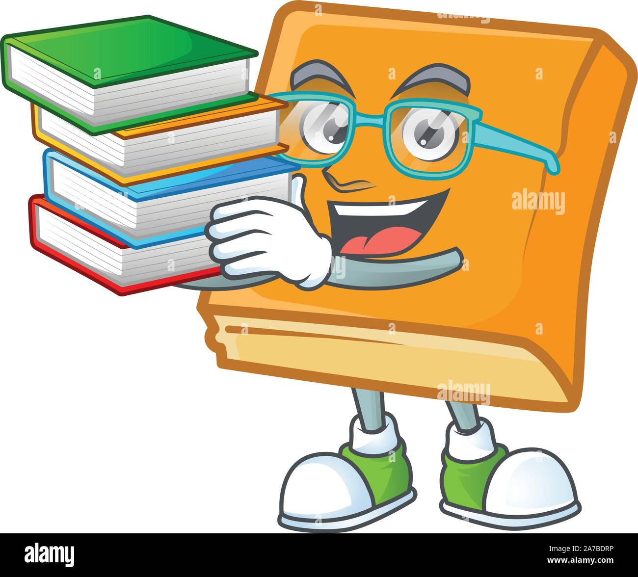 cornbread in the cartoon character student bring book shape Stock ...
