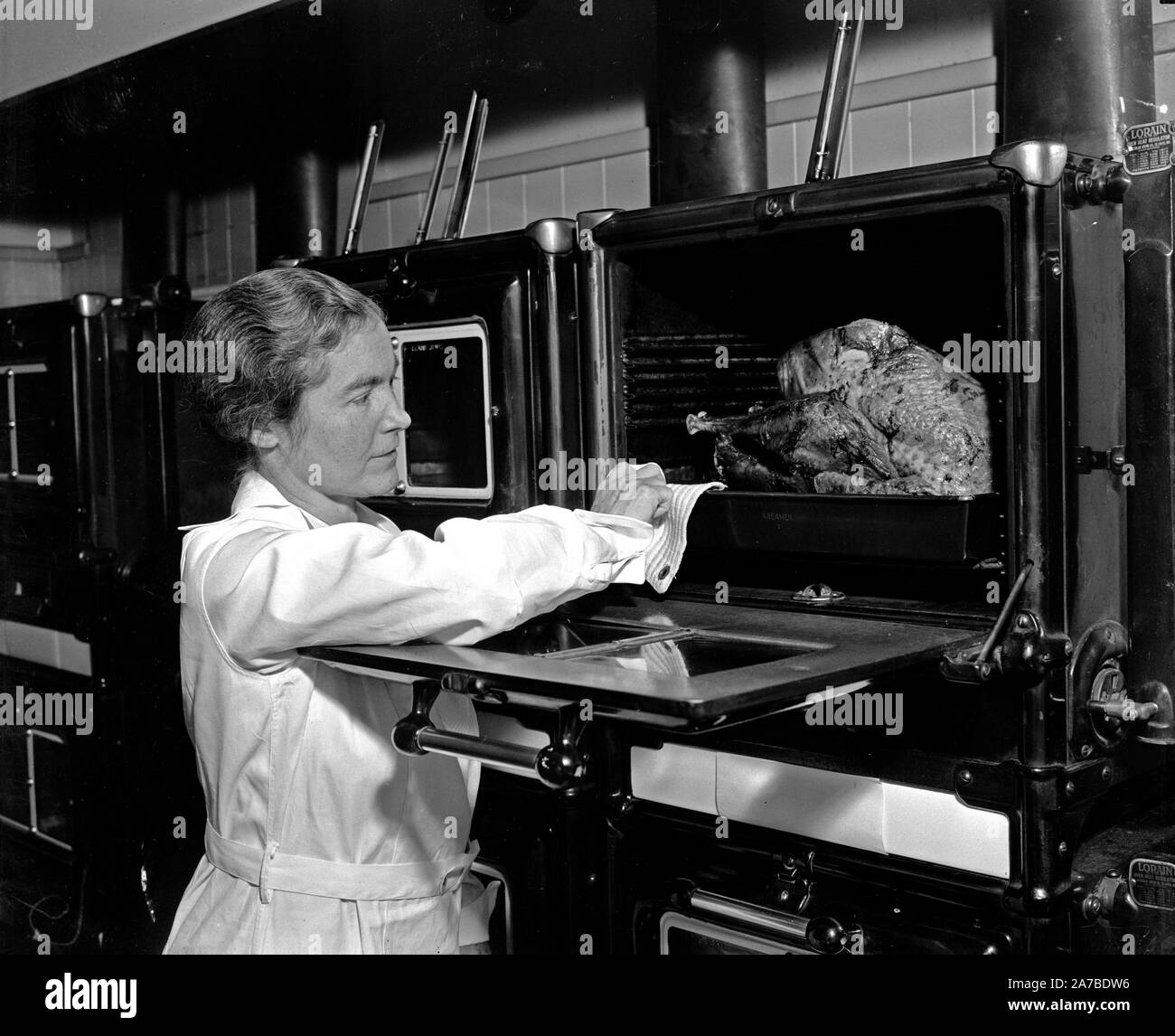 A woman demonstrates how to correctly cook a turky. In this step, she ...