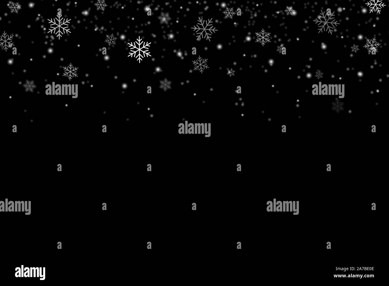 Snowflakes falling for christmas decoration abstract black background ...
