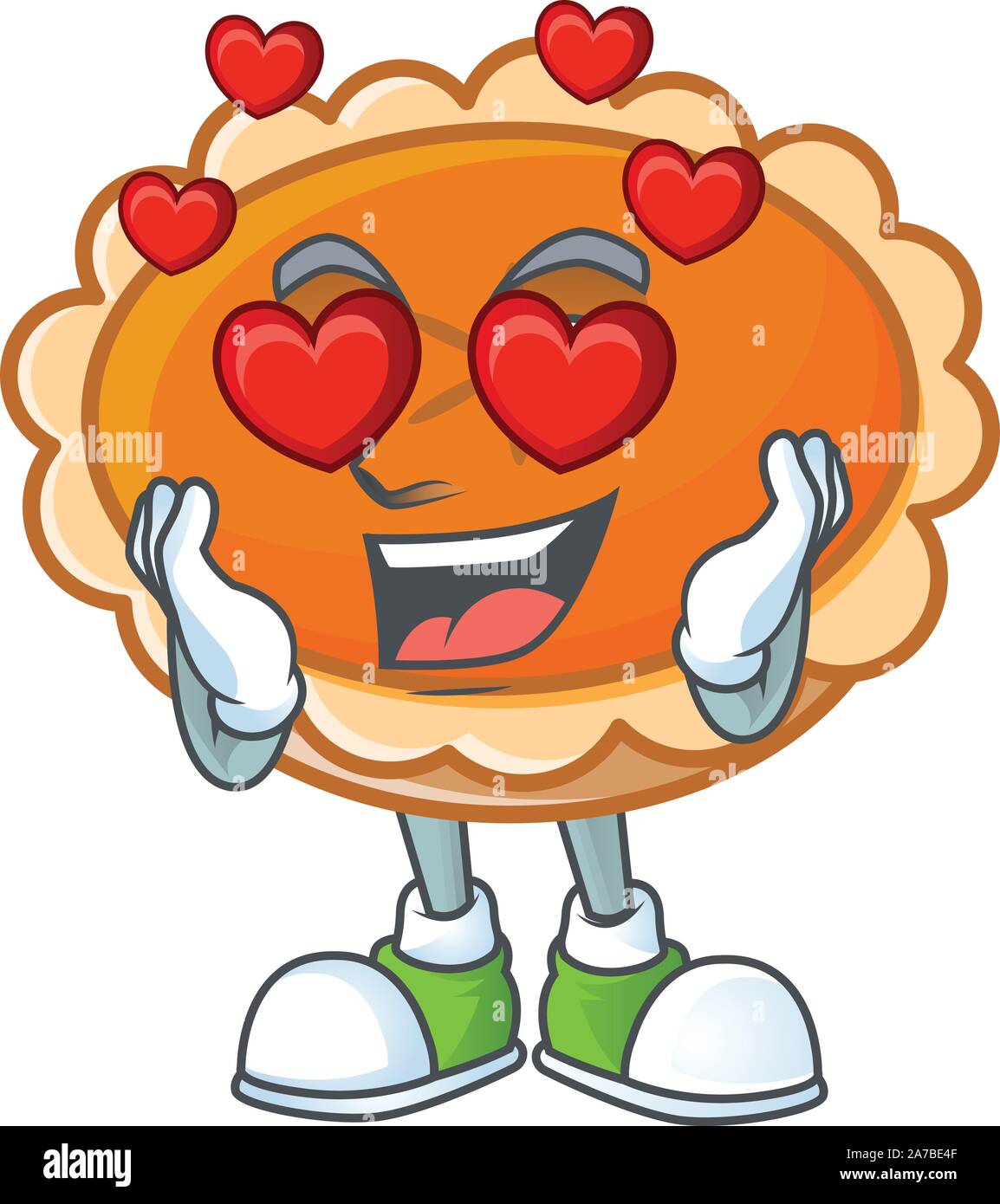 orange pie with in love character on white background Stock Vector ...