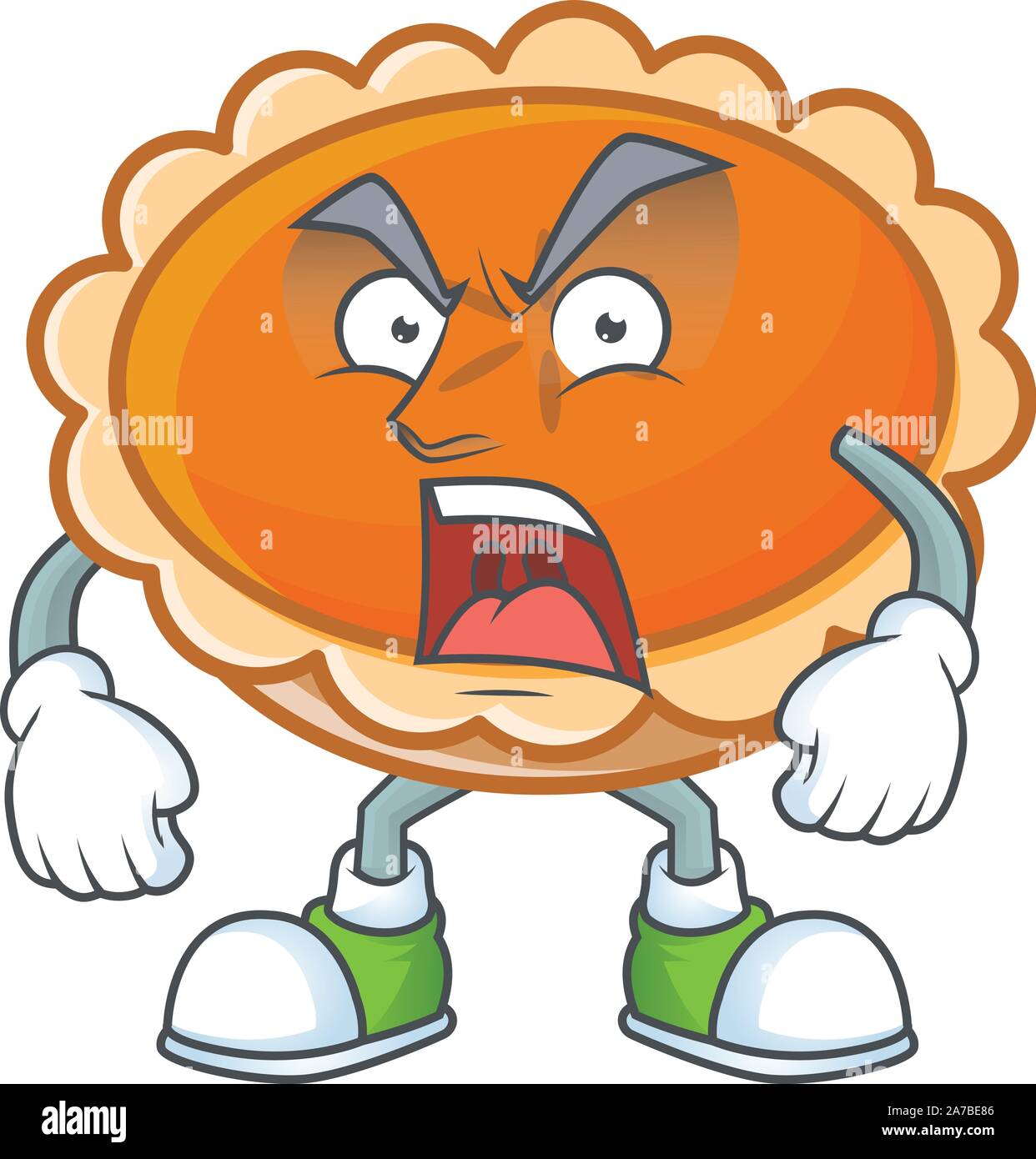 orange pie with angry character on white background Stock Vector Image ...