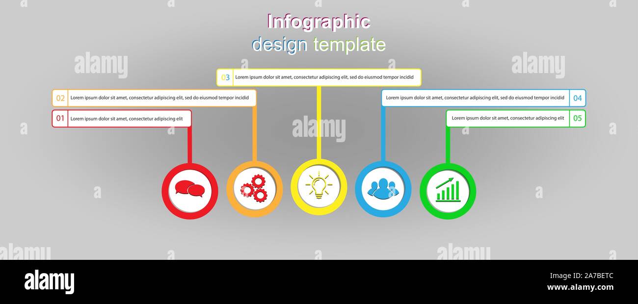 Infographic template for use in illustrating a workflow, diagram ...
