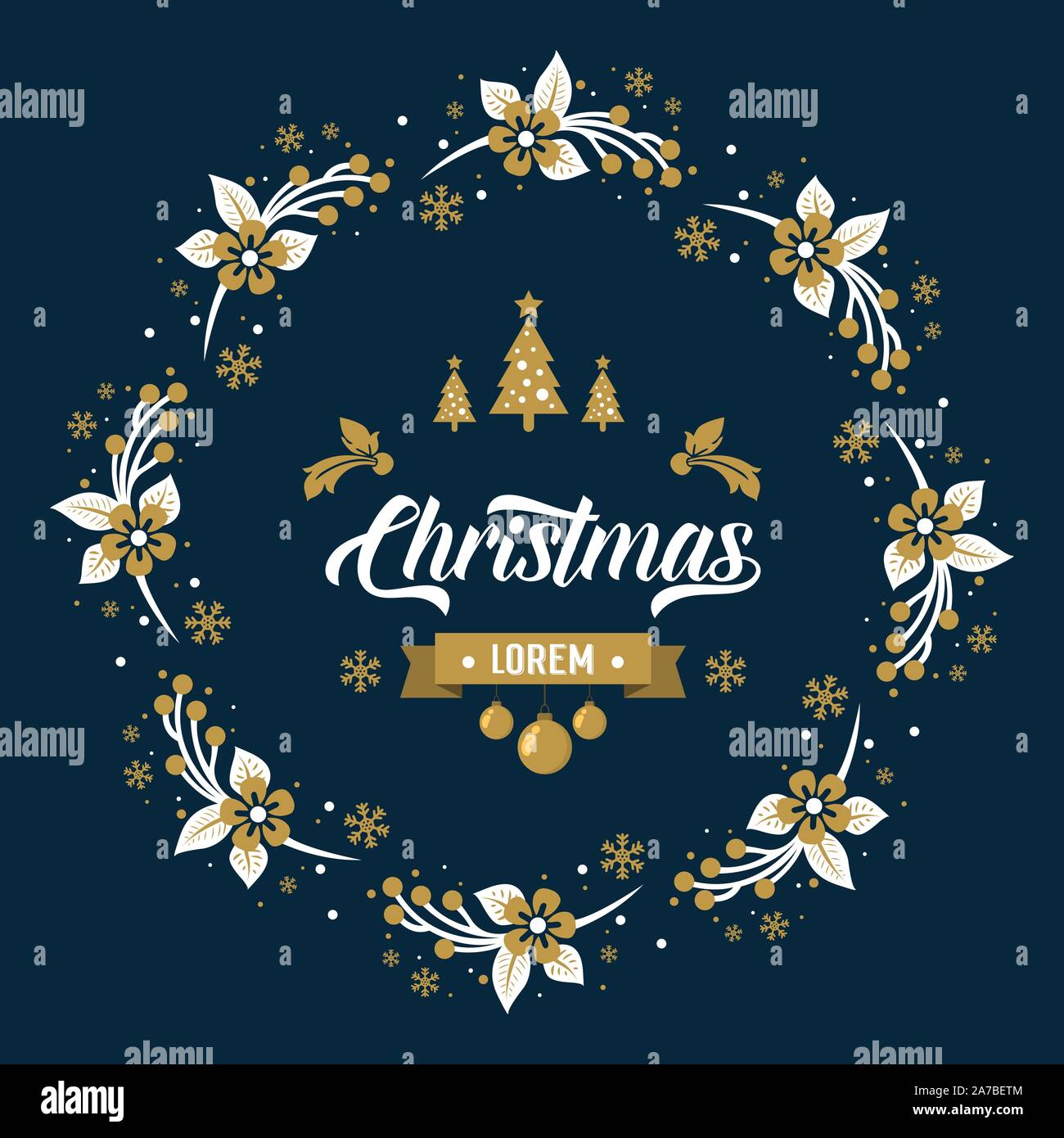 Design for card christmas, with simple leaf flower frame style. Vector ...