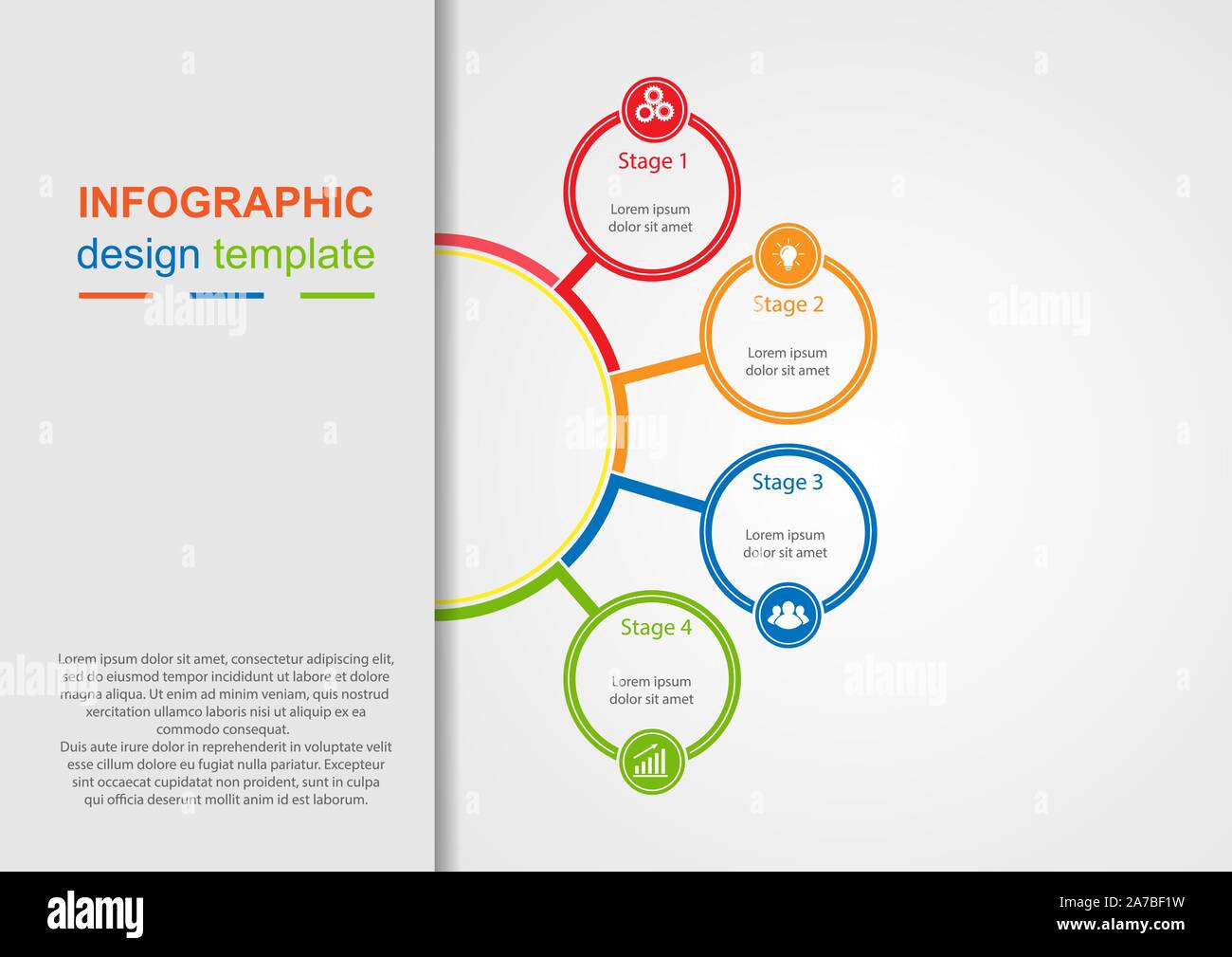 Infographic template for use in illustrating a workflow, diagram ...