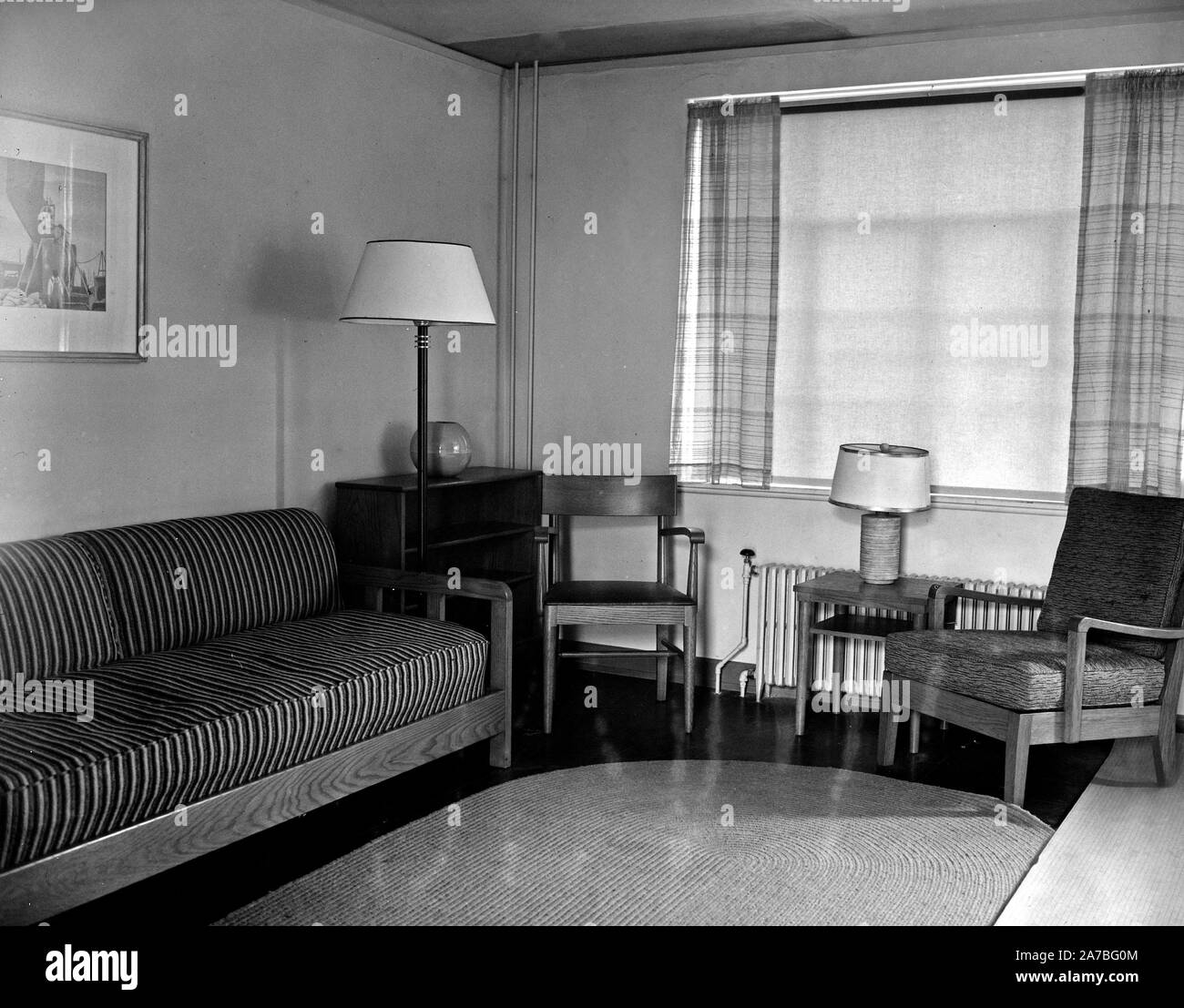A typical living room in one of the first completed units of the ...