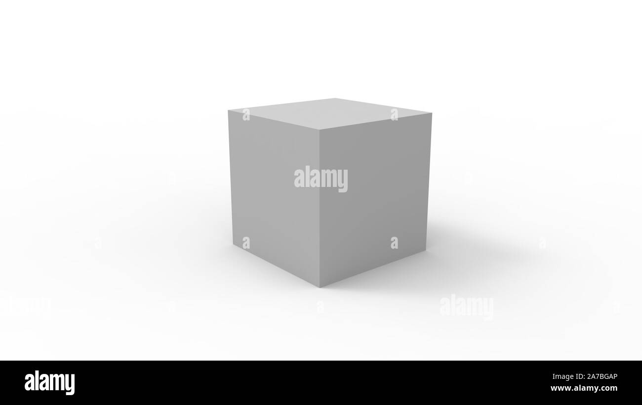 3d rendering of a cube box square isolated in a white studio enviroment ...
