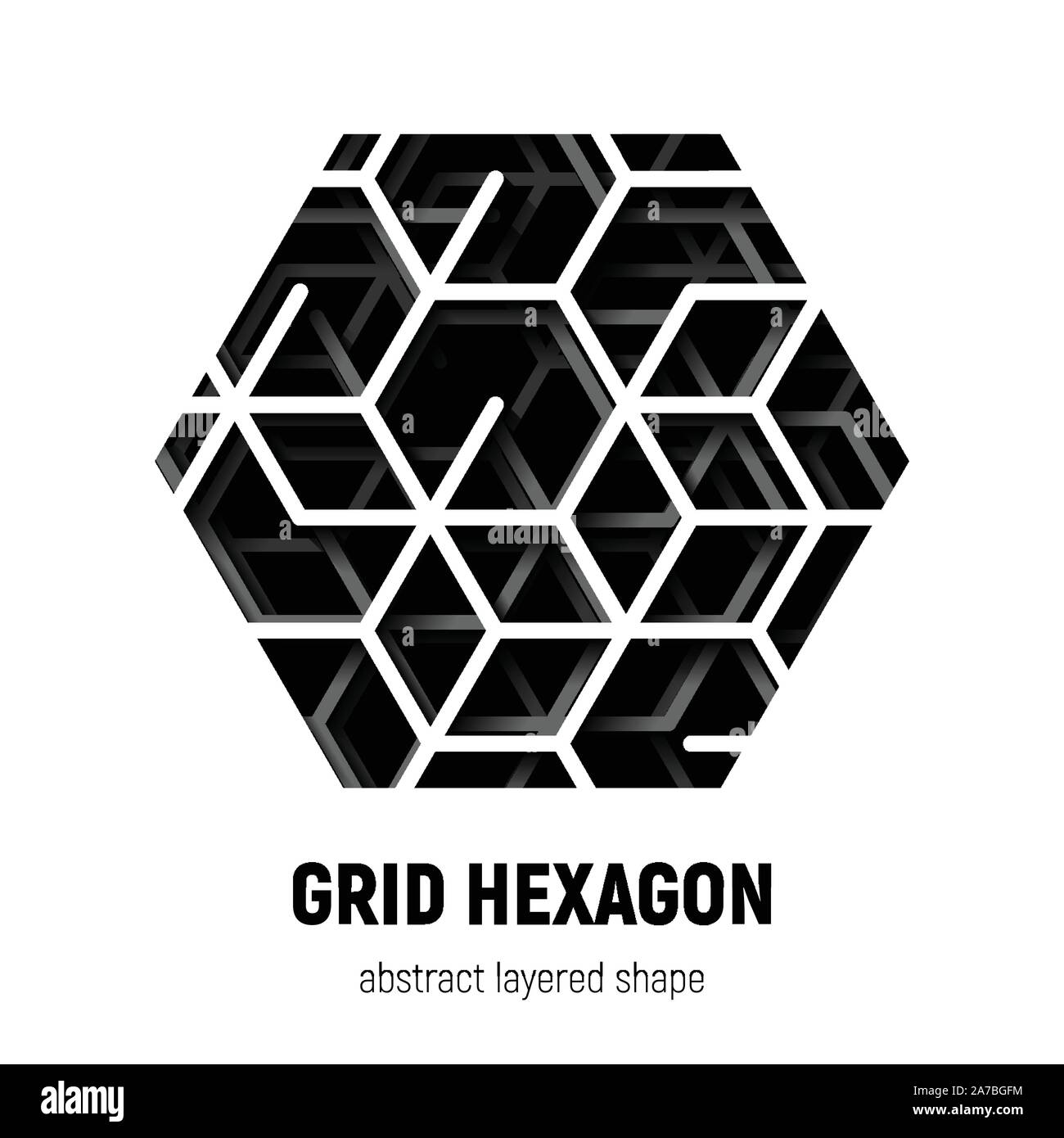 Abstract Hexagon Shape With Layered Lines Triangular Grid And Shadow Stock Vector Image And Art
